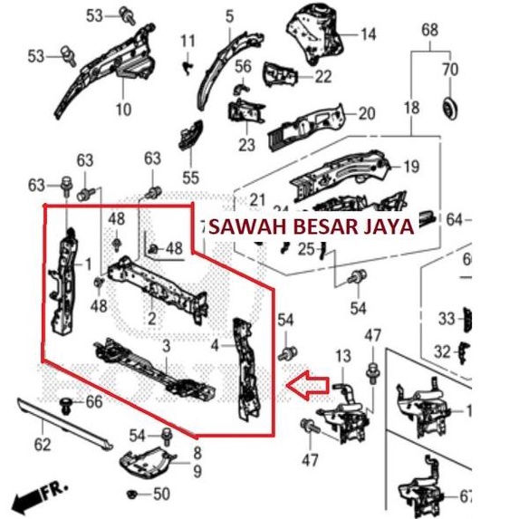 Jual Bulkhead Bullhead Besi Rangka Tulang Dudukan Support Radiator HRV ...