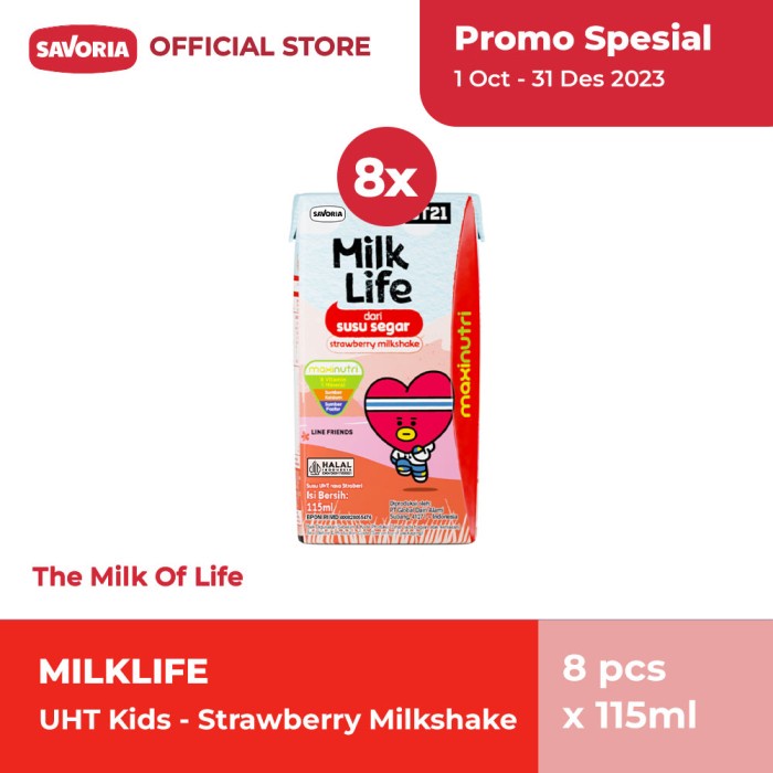 Jual MilkLife UHT Kids Strawberry Milkshake 8 Pcs x 115ml | Shopee Indonesia