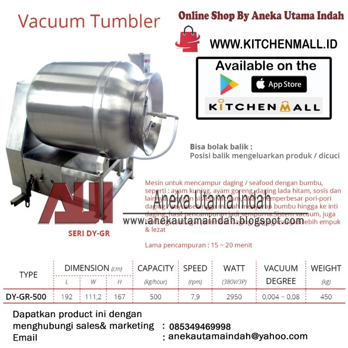 Jual Getra Dy-Gr-500 Mesin Pencampur Bumbu Daging Seafood 500Kg ...