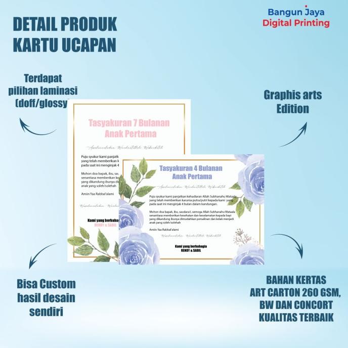 Jual Kartu Ucapan Thank You Card Acara Tasyakuran Kehamilan 4/7 Bulanan ...