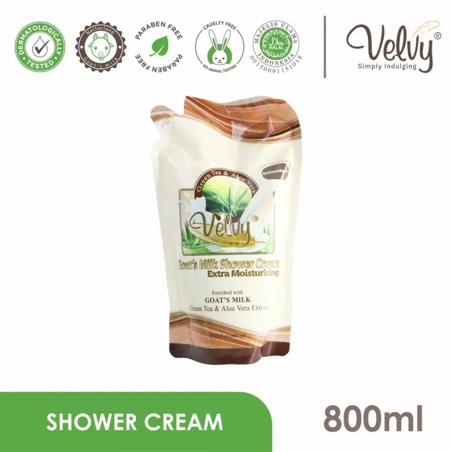 Jual Velvy Gm Shower Crm Green Tea Aloe Vera Reff 800Ml | Shopee Indonesia