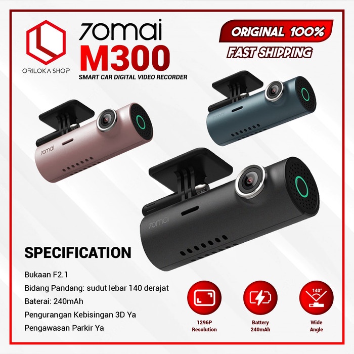 Jual 70mai Smart Dashcam M300 1296P Wifi Auto Record - Garansi Resmi | Shopee Indonesia