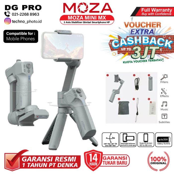 Jual Gudsen Moza Mini Mx 3-Axis Gimbal Smartphone Handphone Stabilizer ...