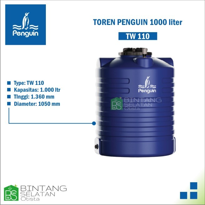 Jual Promo Toren Penguin Tw 110 Tangki / Toren / Tandon Air Blow 1000 ...