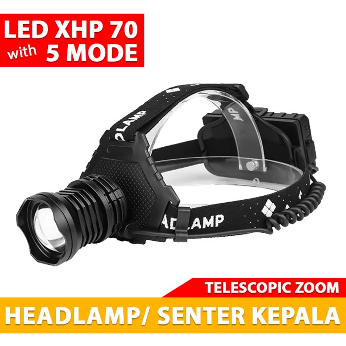 Jual HEADLAMP HEADLIGHT SENTER KEPALA SUPER TERANG LED XHP70 XHP 70 ...