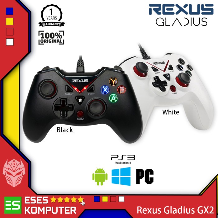 Jual GAMEPAD REXUS GX2 GLADIUS CONTROLLER GAMING JOYSTICK PC | Shopee ...