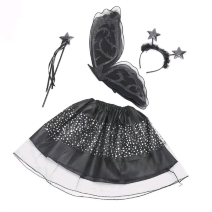 Jual Kostum Set Sayap Peri Cosplay Halloween Kids Black Fairy Wing Set ...