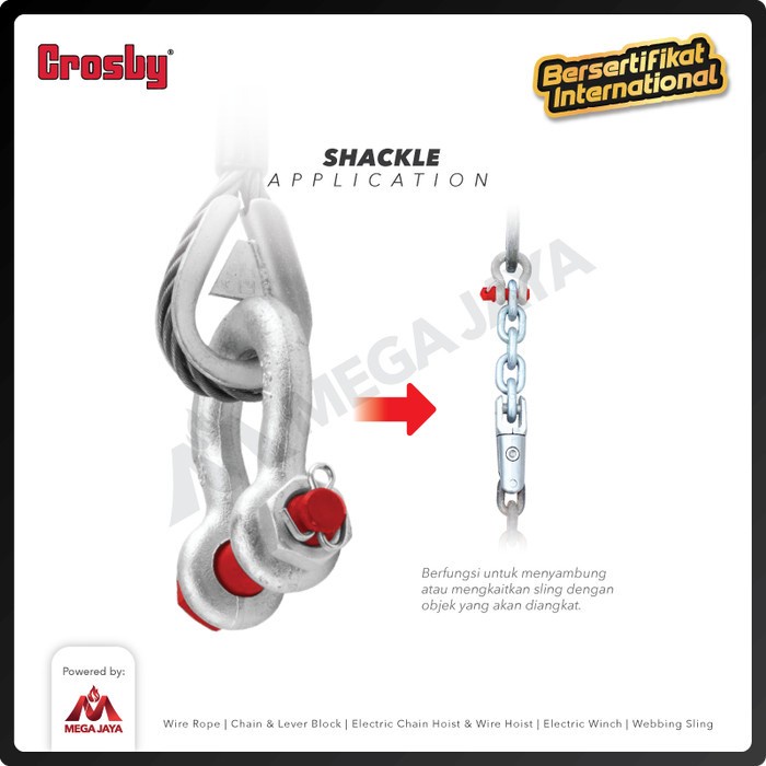 Jual Promo Whn Bow Shackle Omega G2130 35 Ton - 2" Crosby Segel Bolt ...