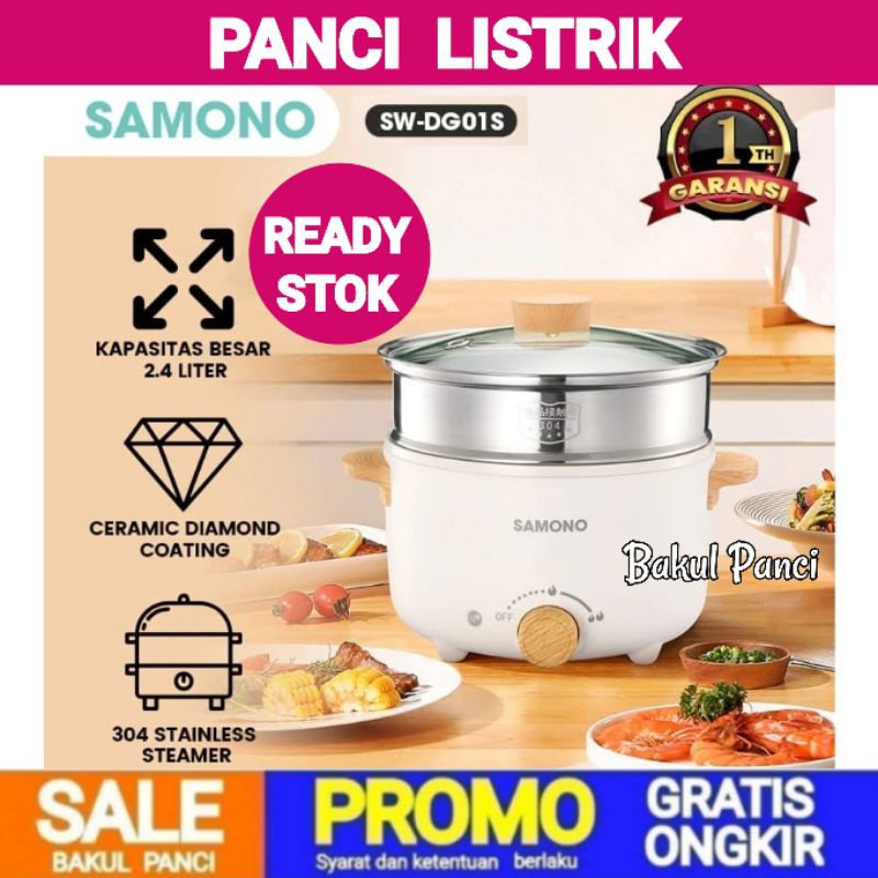 Jual SAMONO PANCI LISTRIK 4 L - FRY PAN MULTI COOKER TEFLON KERAMIK ...