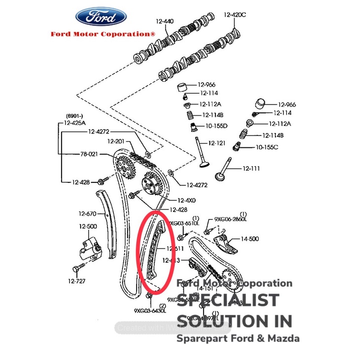 Jual Lever chain rantai timing guide kanan Ford Escape gen 1 Tribute ...