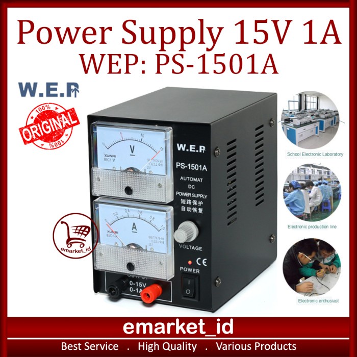 Jual DC Power Supply WEP PS-1501A 15V 1A Pointer / HP 1 Ampere | Shopee ...