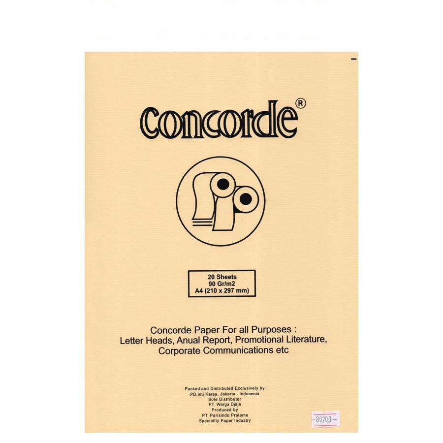 Jual KERTAS CONCORDE 80203 A4 90GR CREAM | Shopee Indonesia