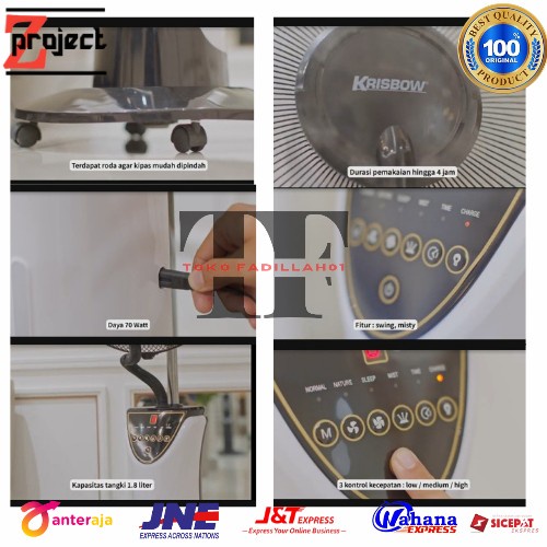 Jual Krisw Emergency Misty Fan 25 Watt Kipas Angin Kabut Uap Air 16 ...