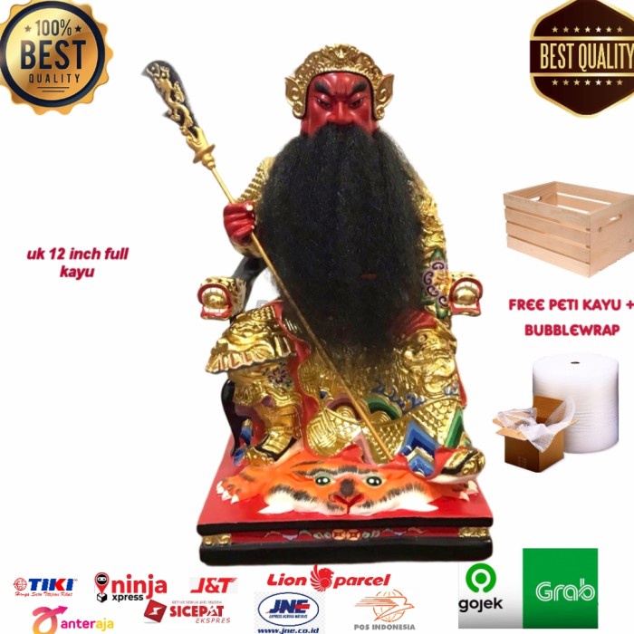 Jual [Original] Patung Dewa Kwankong Guanyu Kuan Kong Full Kayu 12 Inch ...