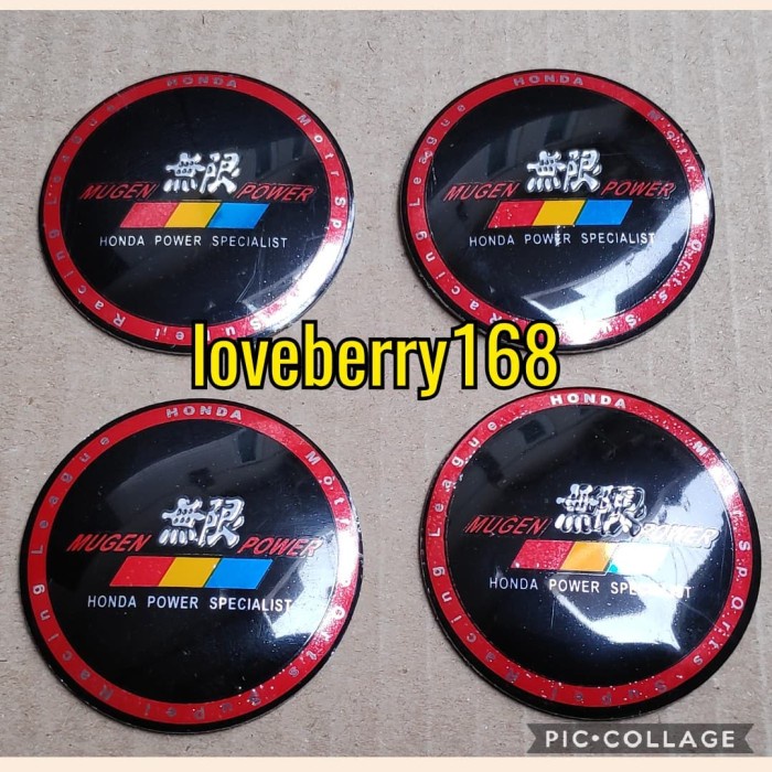 Jual sticker stiker lapisan tutup dop velg mobil logo MUGEN warna HITAM ...