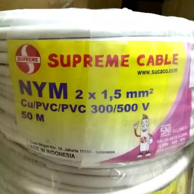 Jual Kabel Listrik Supreme 2X1.5 / 2 X 1,5 / 2X1,5 Nym (Gojek & Grab) | Shopee Indonesia