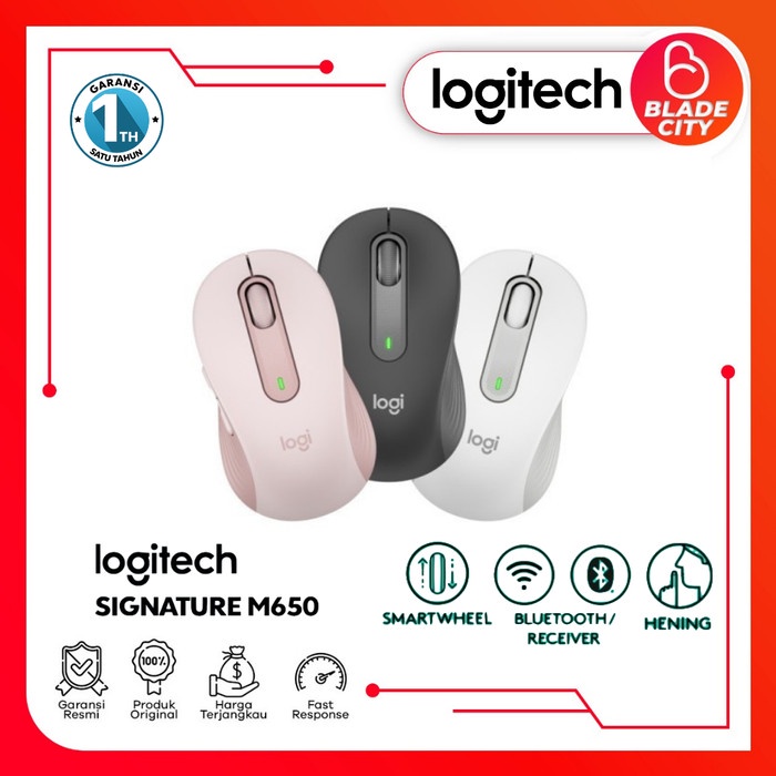 Jual Logitech Signature M650 Mouse Wireless Bluetooth Silent Garansi 1 ...