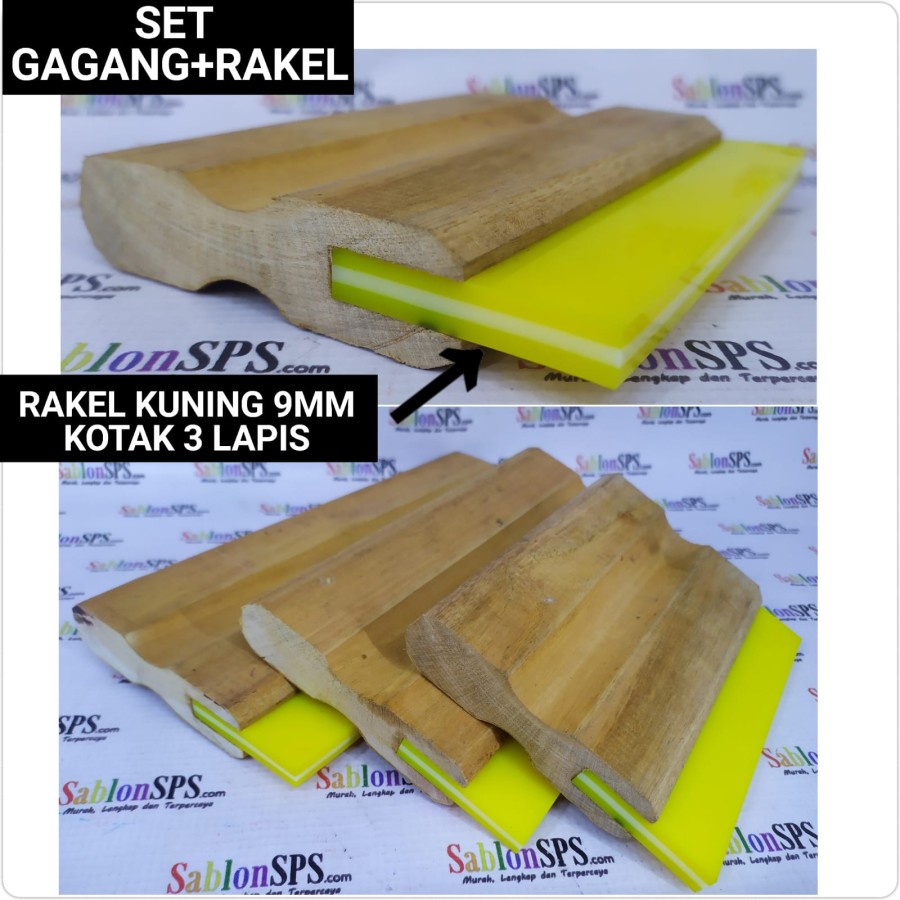 Jual RAKEL SABLON PLASTISOL KUNING 3 LAPIS KOTAK 9X50MM SET GAGANG KAYU ...