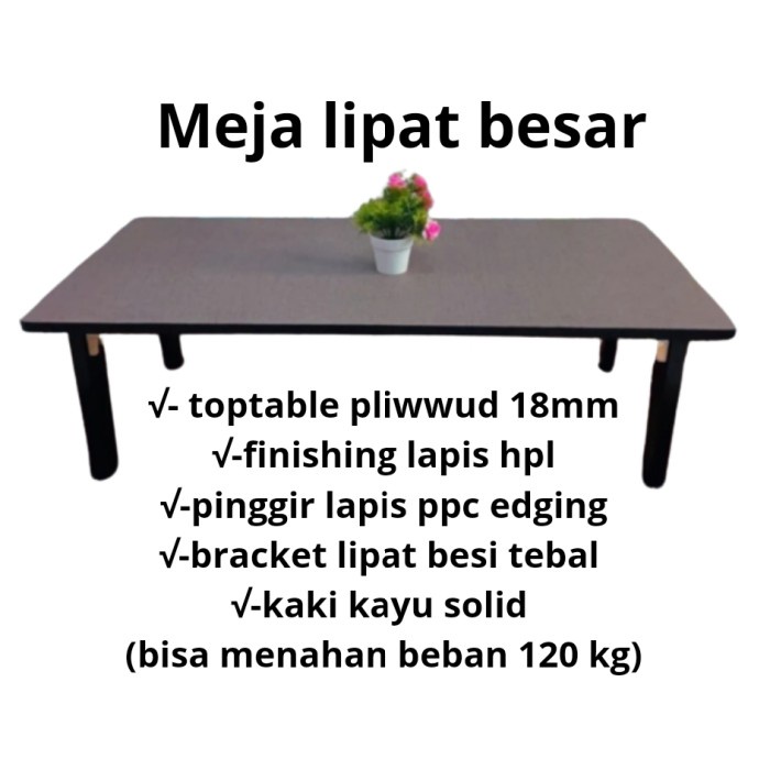 Jual meja lipat laptop portable/meja lesehan jumbo/meja makan lipat hpl ...