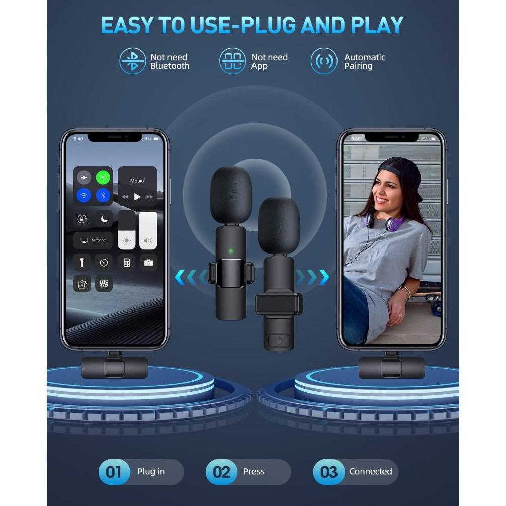 Jual Promo Lavalier Wireless Microphone Clip On Untuk Live 2 Mic Vlog ...