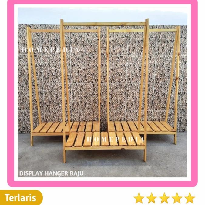 Jual Display Kayu Rak Hanger Baju / Rak Baju Gantung Kayu Stand ...