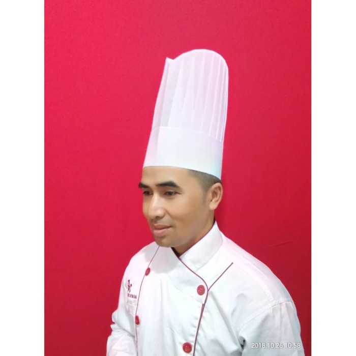 Jual Topi Hat Koki Chef Dapur Masak Oval Kertas Tinggi Seragam Viscose ...