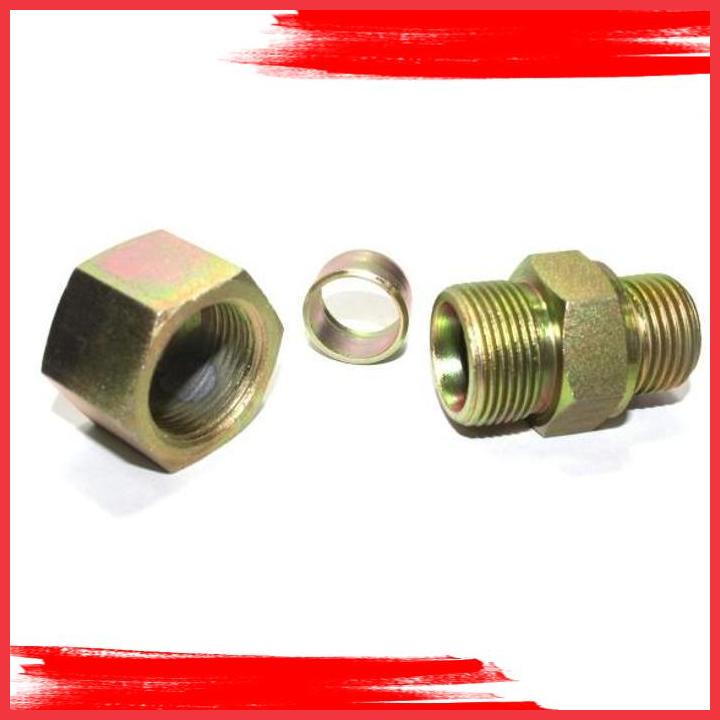 Jual (TKF) MALE CONNECTOR BESI OD 25MM X 1 INCH BSPT STEEL HYDRAULIC ...