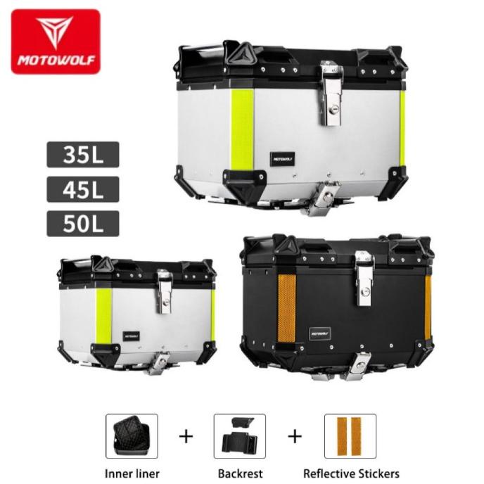 Jual Motowolf Top Box Motor Touring Box Pannier Motor Alumunium Alloy ...