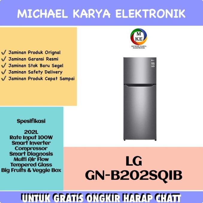 Jual LG GN-B202SQIB Smart Inverter Compressor LG Kulkas 2 Pintu GN ...