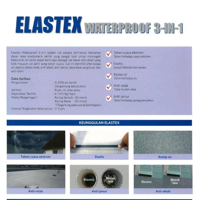Jual Update - Nippon Elastex Waterproofing Cat Tembok Beton Genteng Pelapis Bocor 1 Kg 1Kg ...