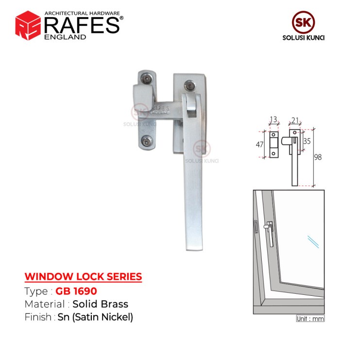 Jual Kunci Jendela Rafes England Solid Brass Gb 1690 | Shopee Indonesia