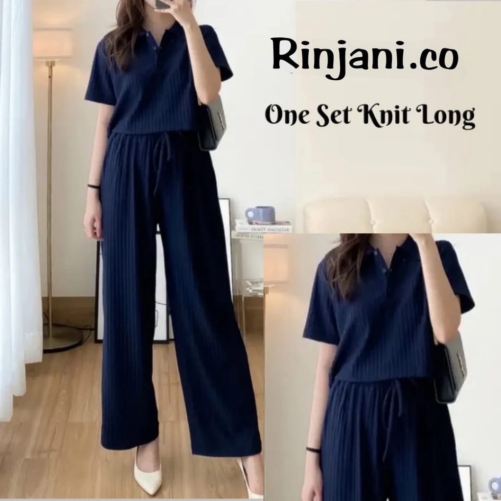 Jual One Set Crop Korean Polo Top And Pants Hornet Premium Setelan Wanita Murah Terlaris Oneset ...