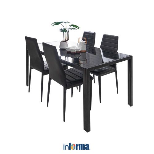Jual Informa Marven Beta Set Meja Makan 4 Kursi - Hitam Dining Table ...