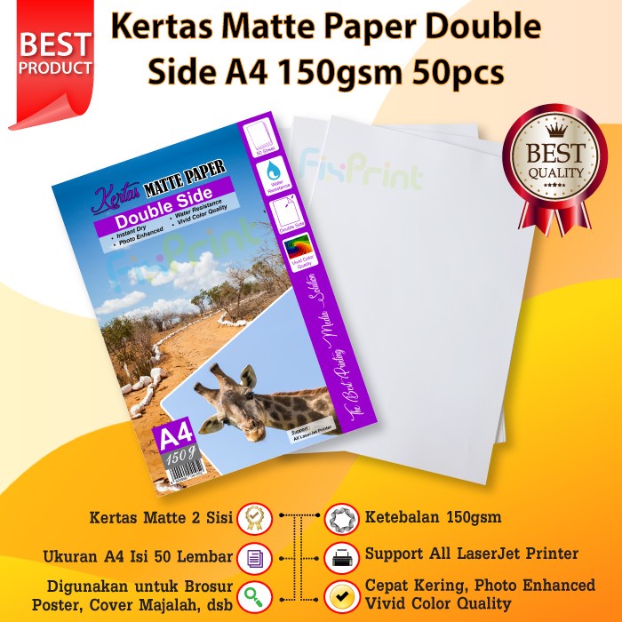 Jual Kertas Matte Paper Double Side A4 150Gsm - Kertas Matte A4 50 ...