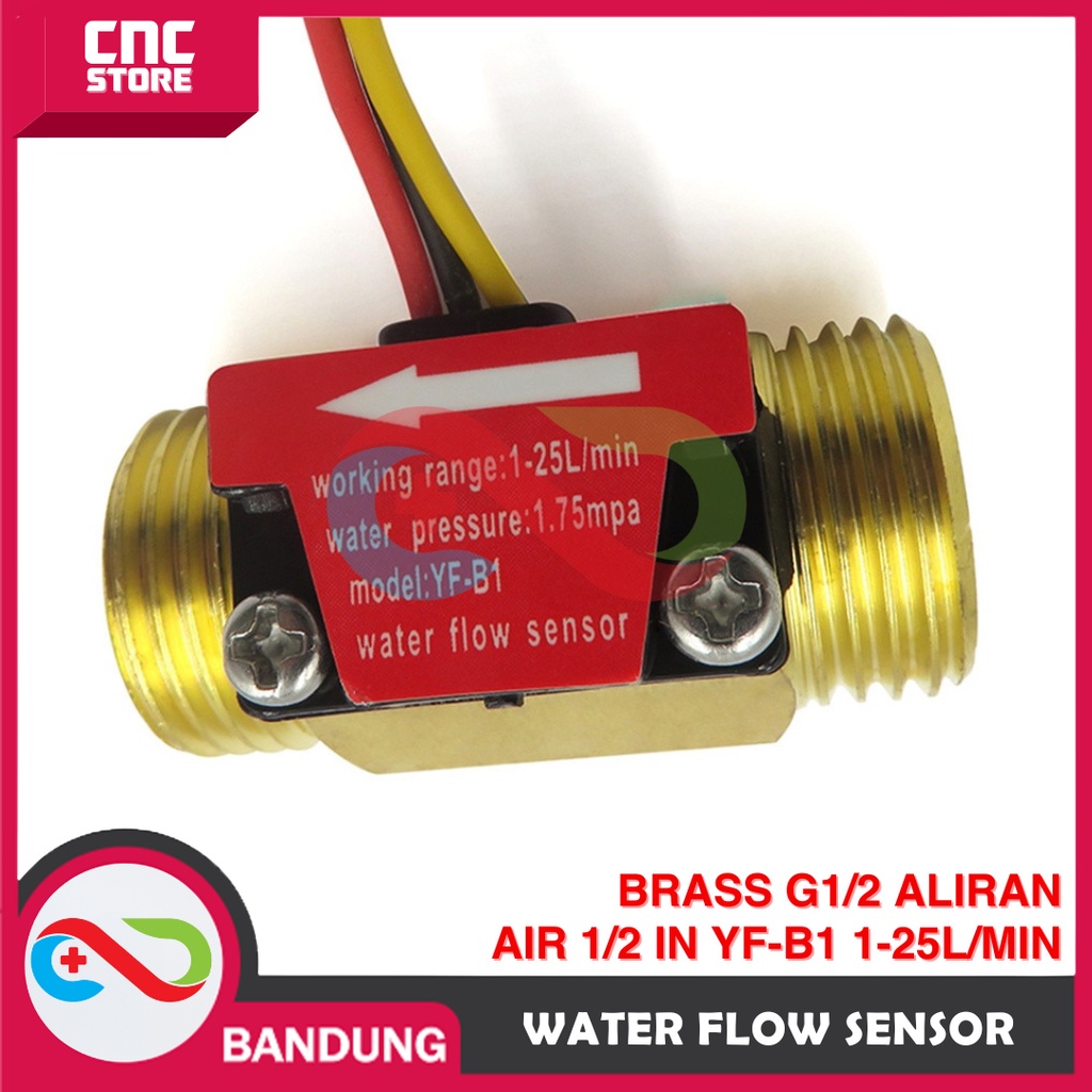 Jual WATER FLOW SENSOR BRASS G1/2 ALIRAN AIR 1/2 IN YF-B1 1-25L/MIN ...