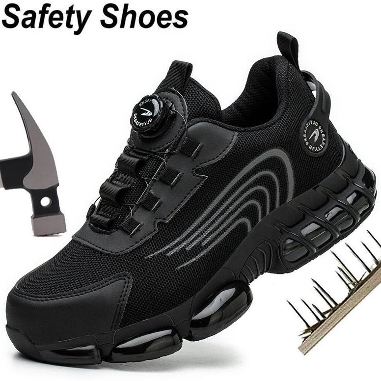 Jual Sepatu Safety Pria Tali Putar Safety Shoes Cowok SI18 Ujung Besi ...