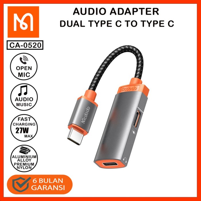 Jual MCDODO CONVERTER SPLITTER DUAL TYPE C TO TYPE C OPEN MIC GAME ...