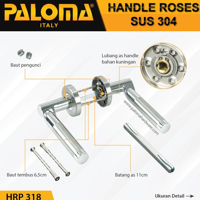 Jual PALOMA HRP 318 Handle Pintu Roses Stainless Steel Lever Gagang ...