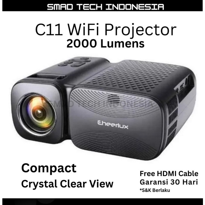 Jual Proyektor LED C11 WiFi Mirror Cast Mini Projector LED 2000 Lumens ...