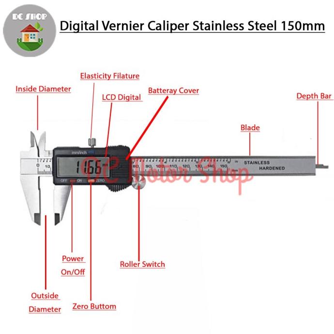 Jual Jangka Sorong Sigmat Digital Vernier Caliper / Kaliper 150mm Stainless | Shopee Indonesia