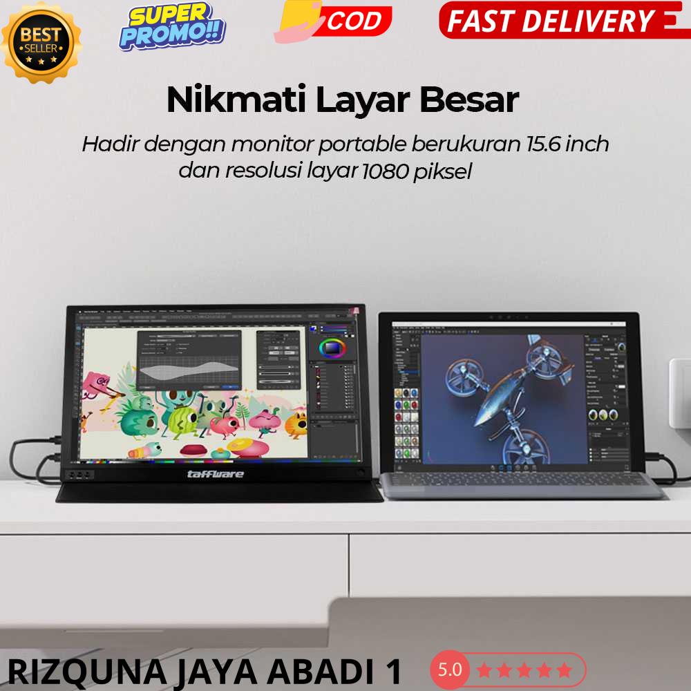 Jual Taffware Portable Monitor FHD 15.6 Inch 1080p with Touchscreen ...