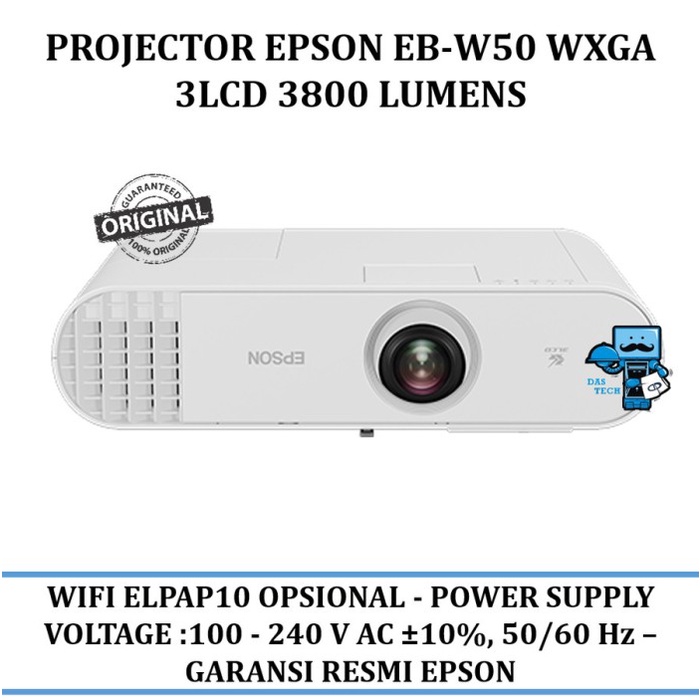 Jual Projector Epson EB W50 WXGA 3LCD 3800Lumens (Grs Resmi Epson) | Shopee Indonesia