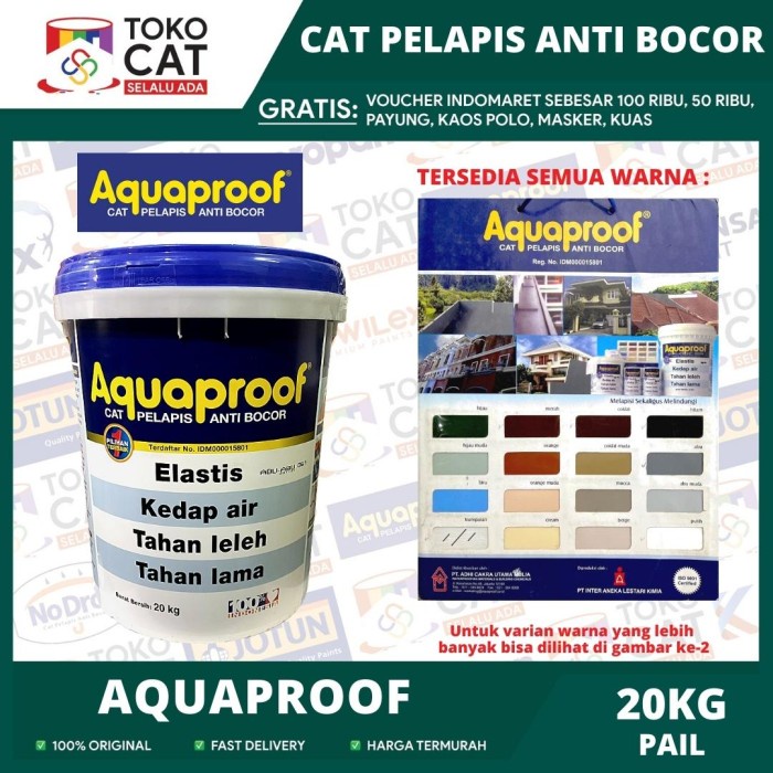 Jual Aquaproof Aqua Proof Cat Anti Bocor Waterproofing Semua Warna 20 Kg Pail // Cat Pelapis ...