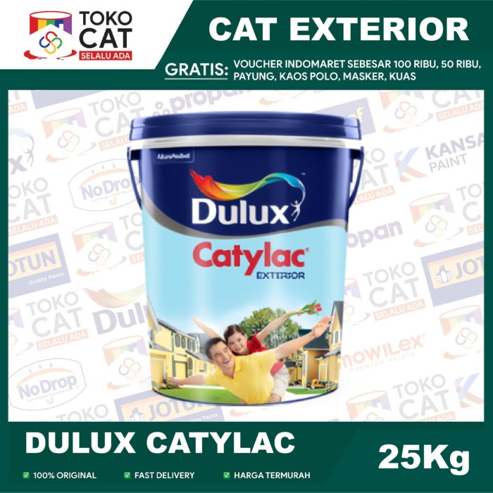 Jual CAT TEMBOK LUAR DULUX CATYLAC EKSTERIOR WARNA PUTIH 25 KG PAIL ...