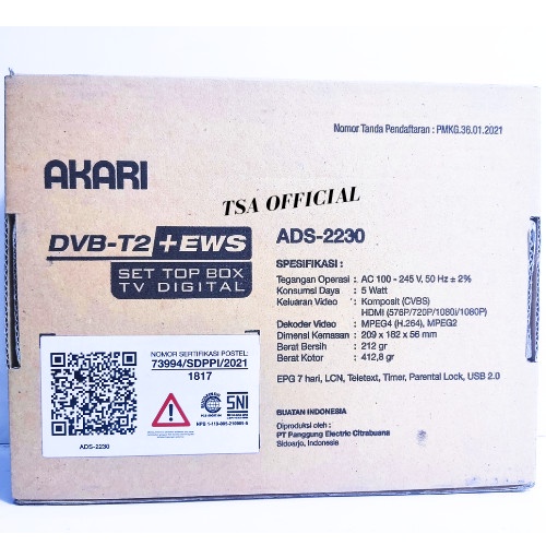 Jual [Original] Set Top Box Akari Digital Receiver Tv Ads 2230 Terbatas ...