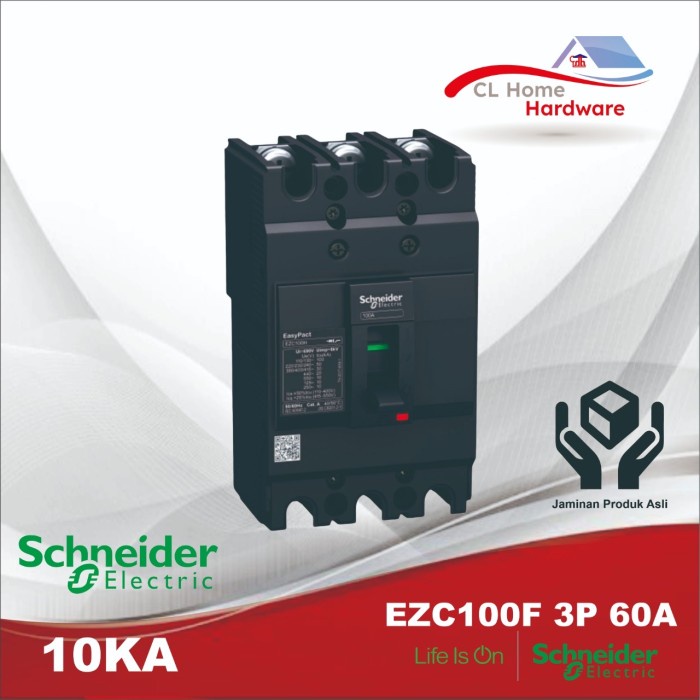 Jual [New] Mccb Schneider Ezc100F Easypact 3 Phase 60 Ampere Original Sni 3P 60A Berkualitas ...