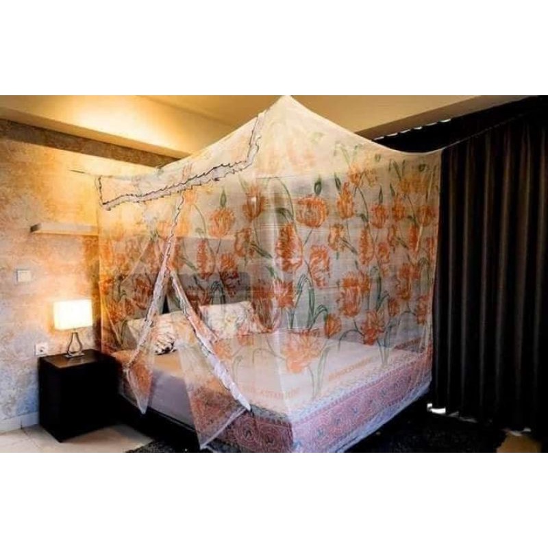 Jual Kelambu Kasur Kotak MOTIF BUNGA ukuran 180x200 King Size Bed ...