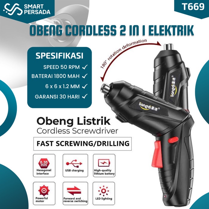 Jual Obeng Cas Cordless Baterai Mini Listrik Elektrik Otomatis Tanpa ...