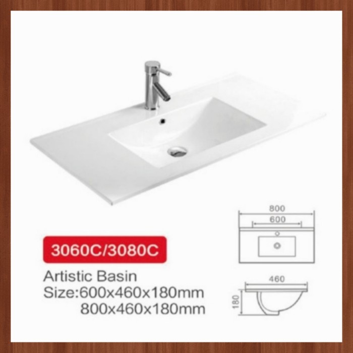 Jual Wastafel Tanam Keramik Wikea K 3060/3080C Ukuran 60x40/80x40 cm | Shopee Indonesia