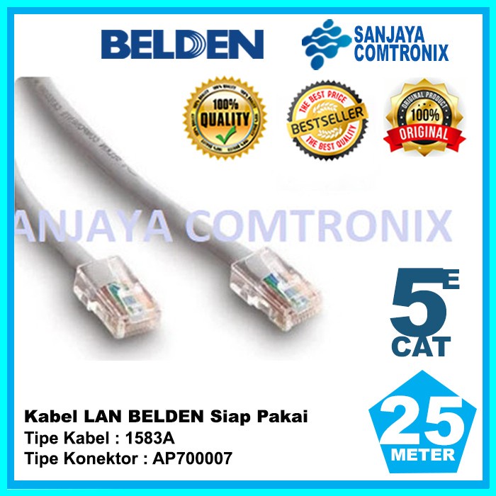 Jual Baru Kabel Utp Belden Original Cat-5E 25Meter Terpasang Konektor ...